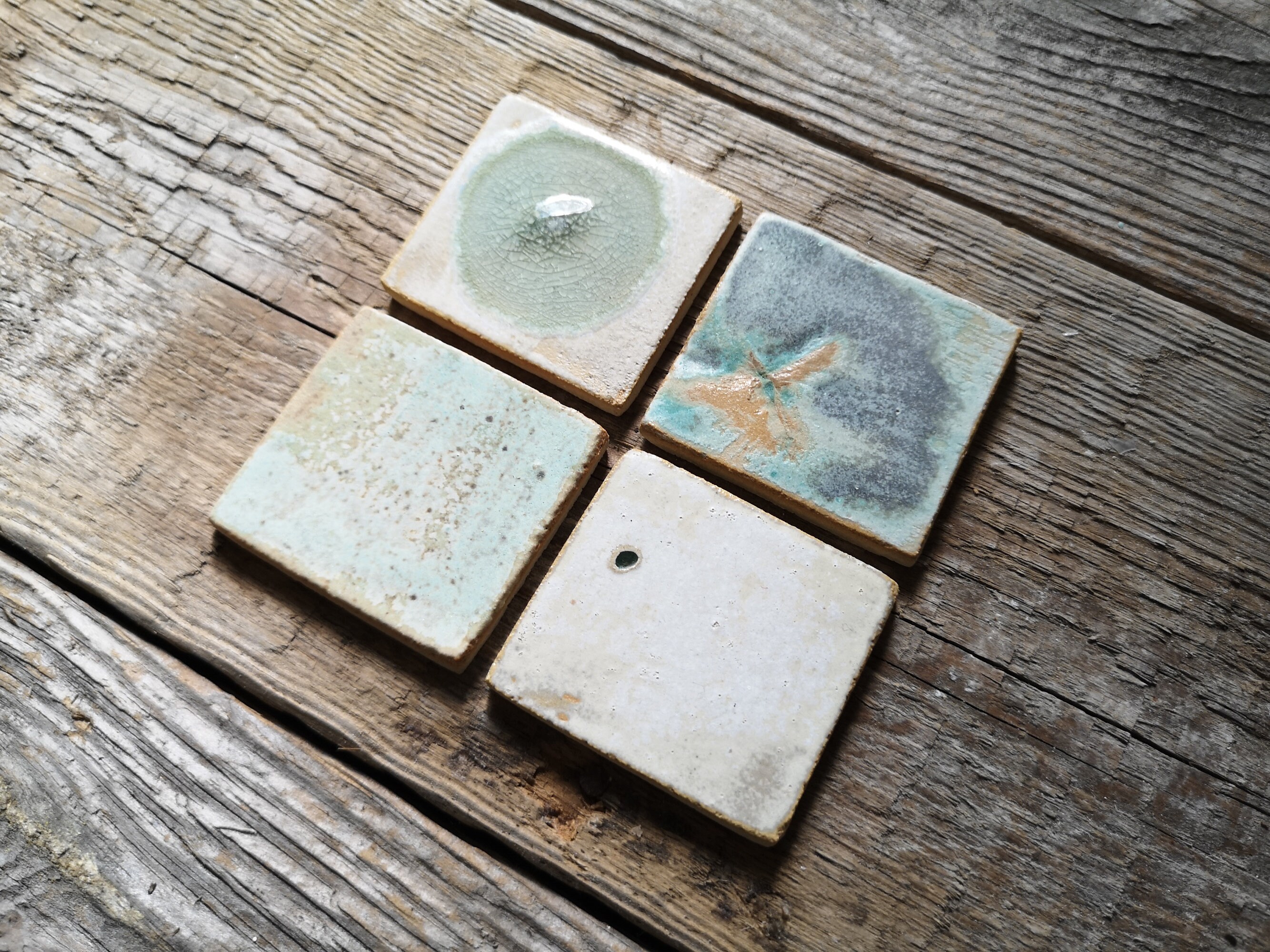 Set of 4 Ceramic Small Tiles, Mosaic Art Tile for Shower Wall ...