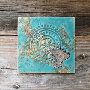 Handmade Ceramic Blue Kitchen Tile, Garden Wall Art Tile, Artisan Tile ...