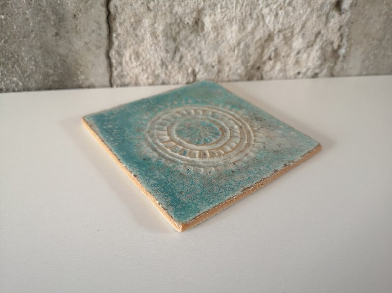 Handmade Fireplace Tile, Ceramic Turquoise Decorative Tile, Unique Tile ...
