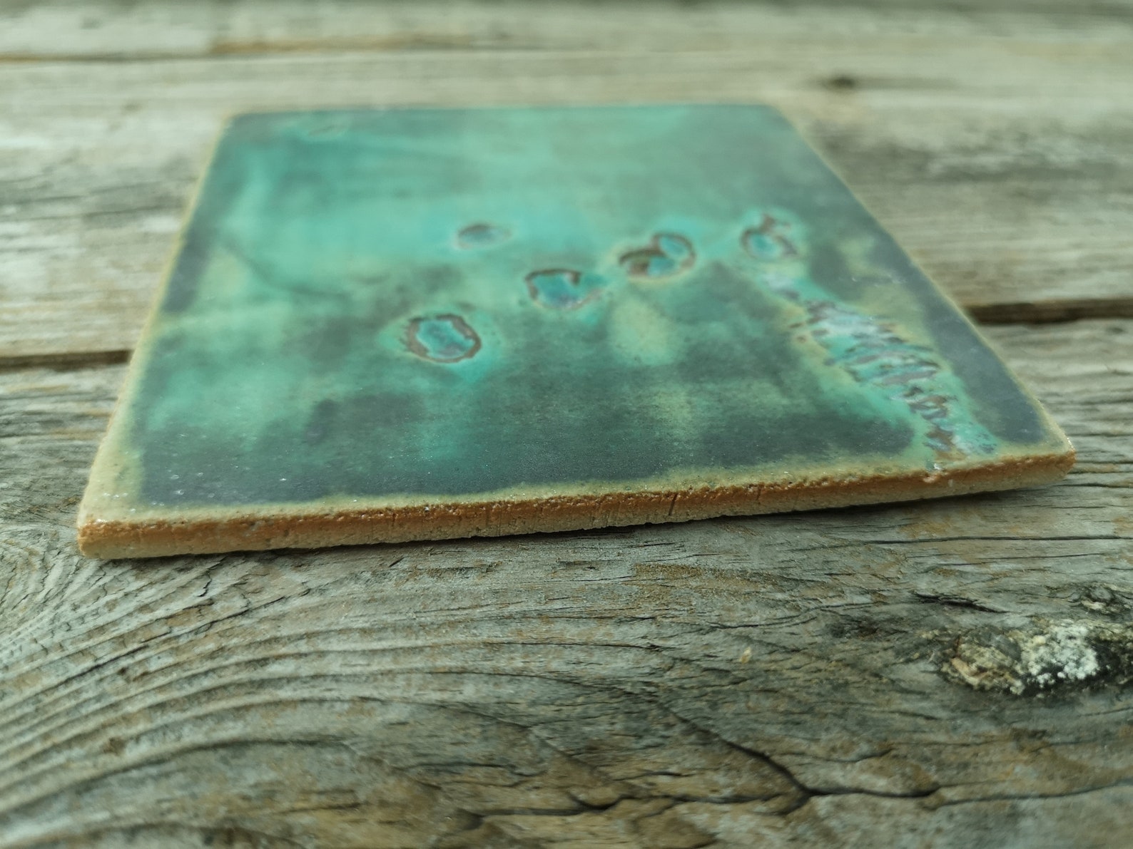 Handmade Turquoise Ceramic Tiles, Set of 2 Ceramic Tiles Art ...