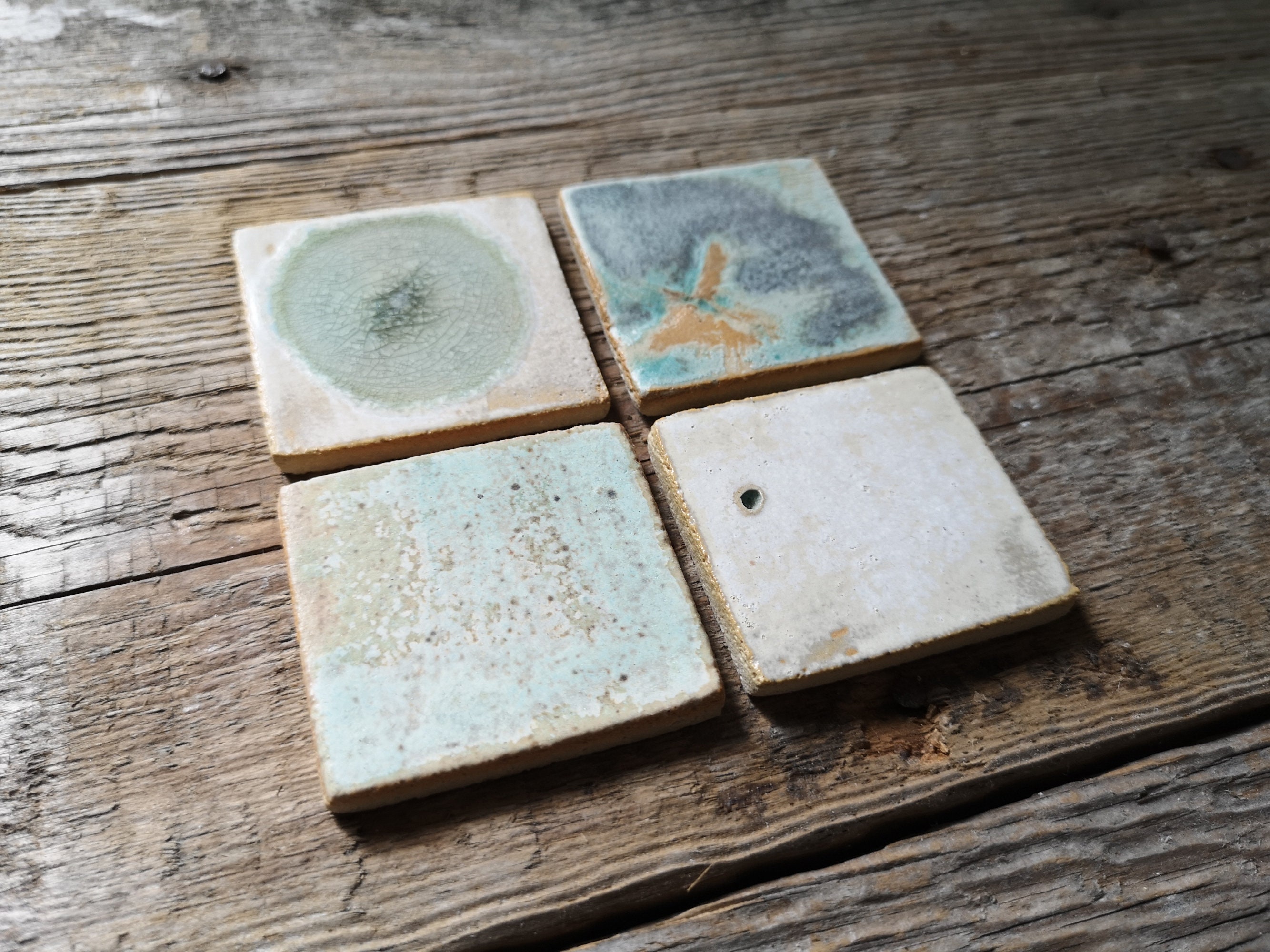 Set of 4 Ceramic Small Tiles, Mosaic Art Tile for Shower Wall ...