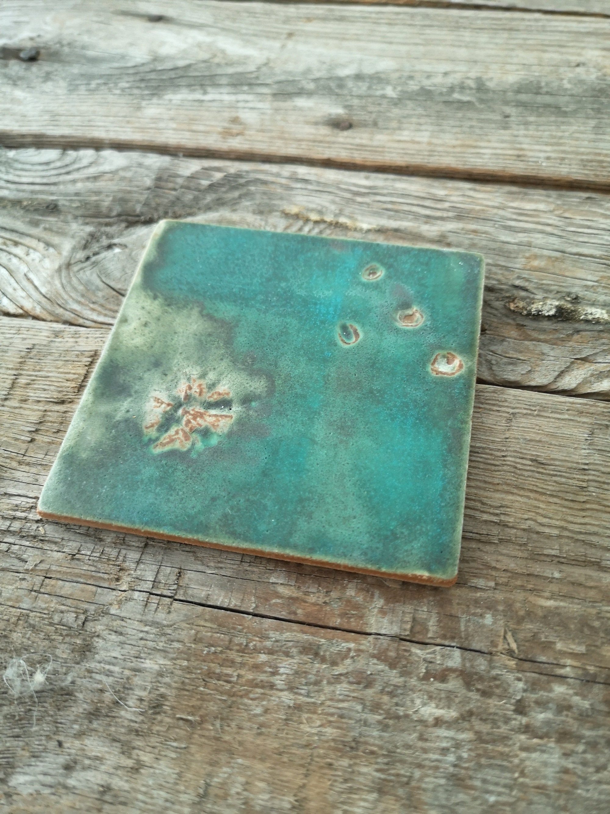 Single Decor Ceramic Tile on the Wall, Ceramic Turquoise Mediterranean ...