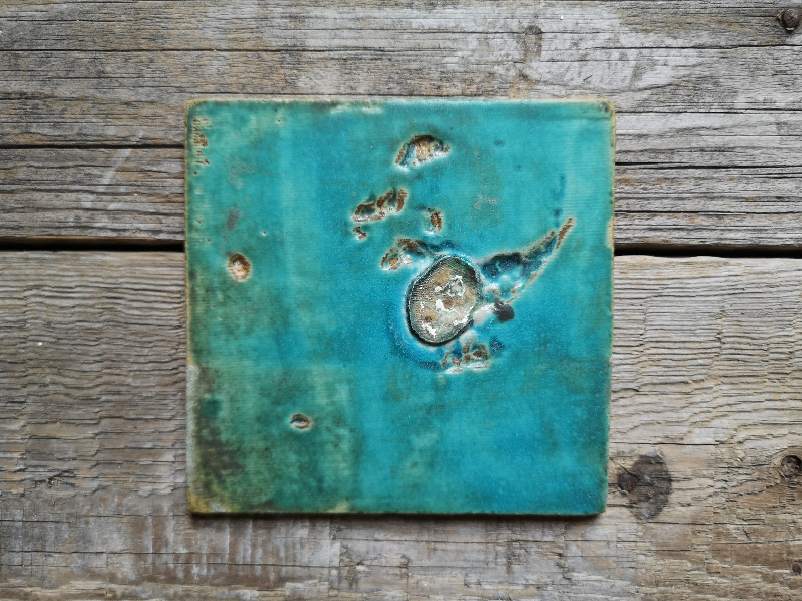 Handmade Turquoise Ceramic Tiles, Outdoor Decor for Your Garden Balcony ...