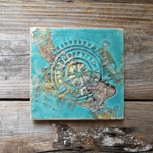 Handmade Ceramic Blue Kitchen Tile, Garden Wall Art Tile, Artisan Tile ...