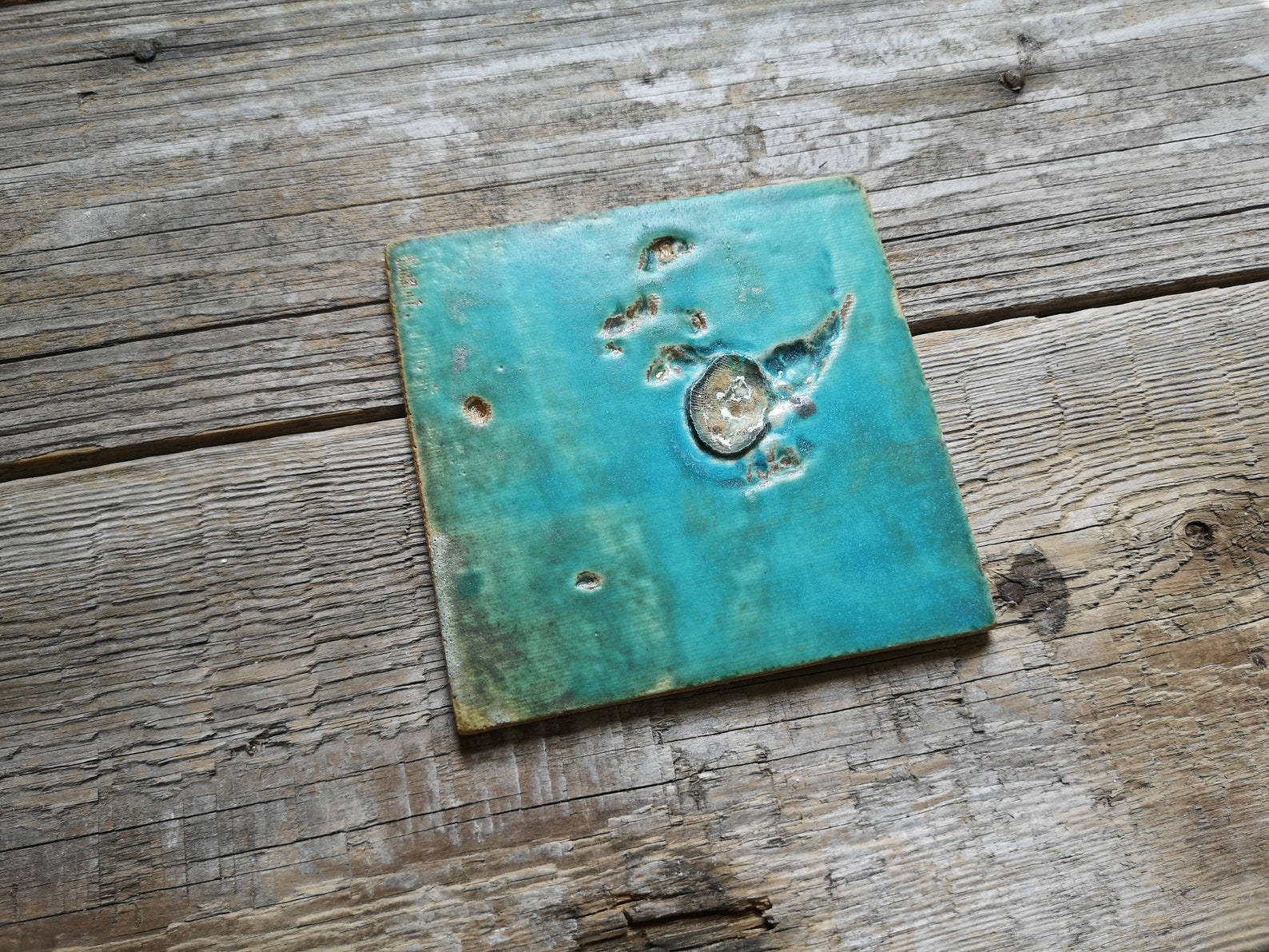 Handmade Turquoise Ceramic Tiles, Outdoor Decor for Your Garden Balcony ...