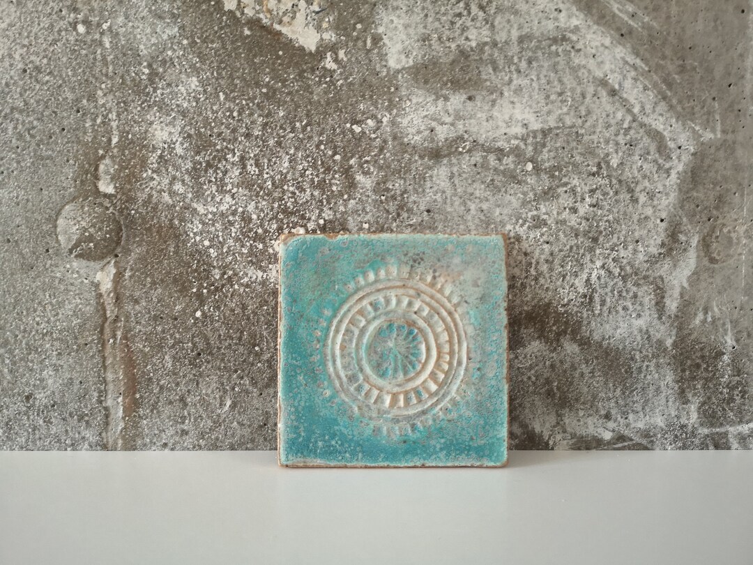 Handmade Fireplace Tile, Ceramic Turquoise Decorative Tile, Unique Tile ...