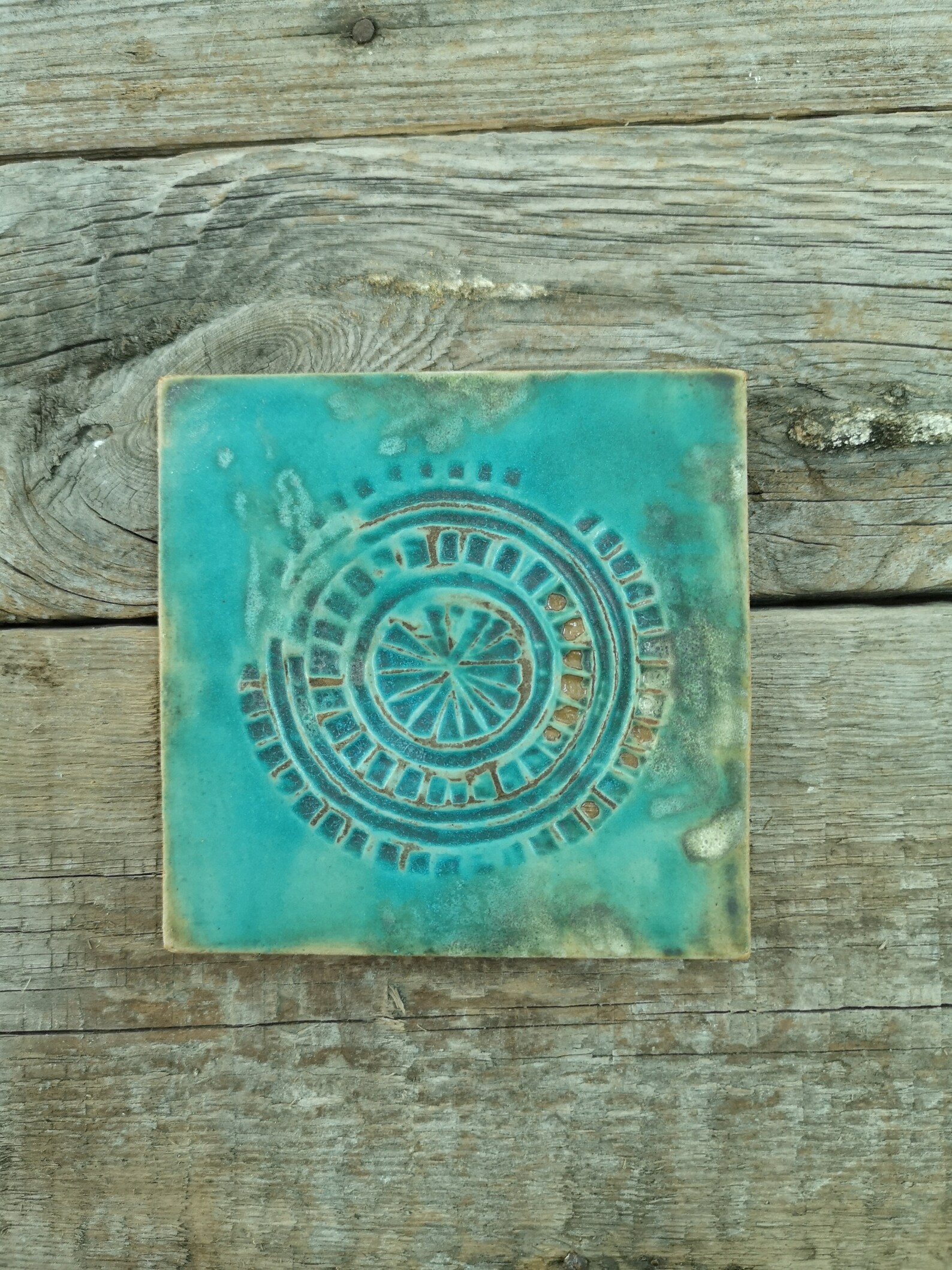 Turquoise Tile Ceramic Glaze, Artisan Garden Tile, Fireplace Tile ...