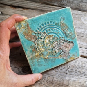 Handmade Ceramic Blue Kitchen Tile, Garden Wall Art Tile, Artisan Tile ...