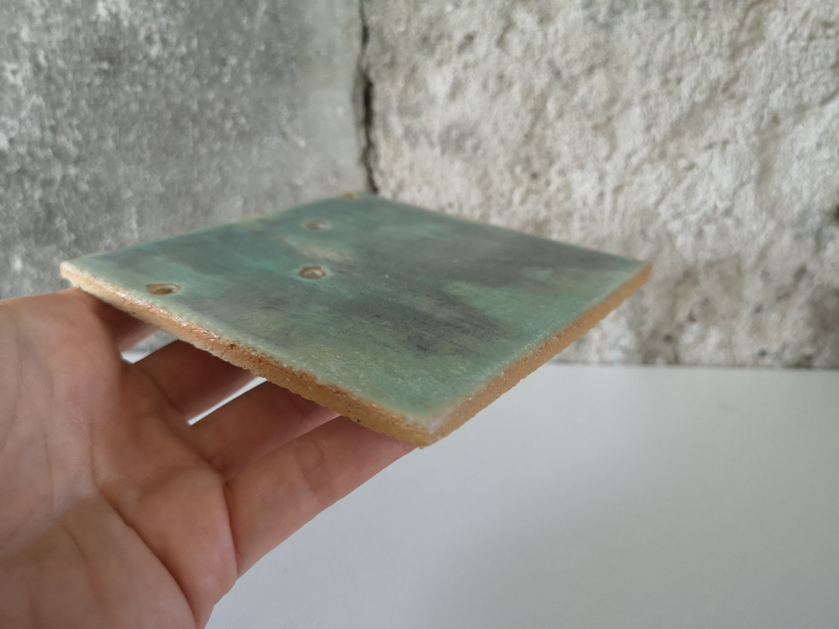 Handmade Green Ceramic Tile Decorative Ceramic Wall Tile for - Etsy UK