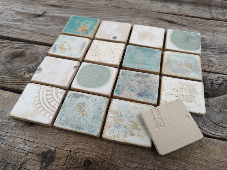 Wall Panel Art Set of 16 Small Tiles, Mosaic Mirror, Ceramic Tile Frame ...