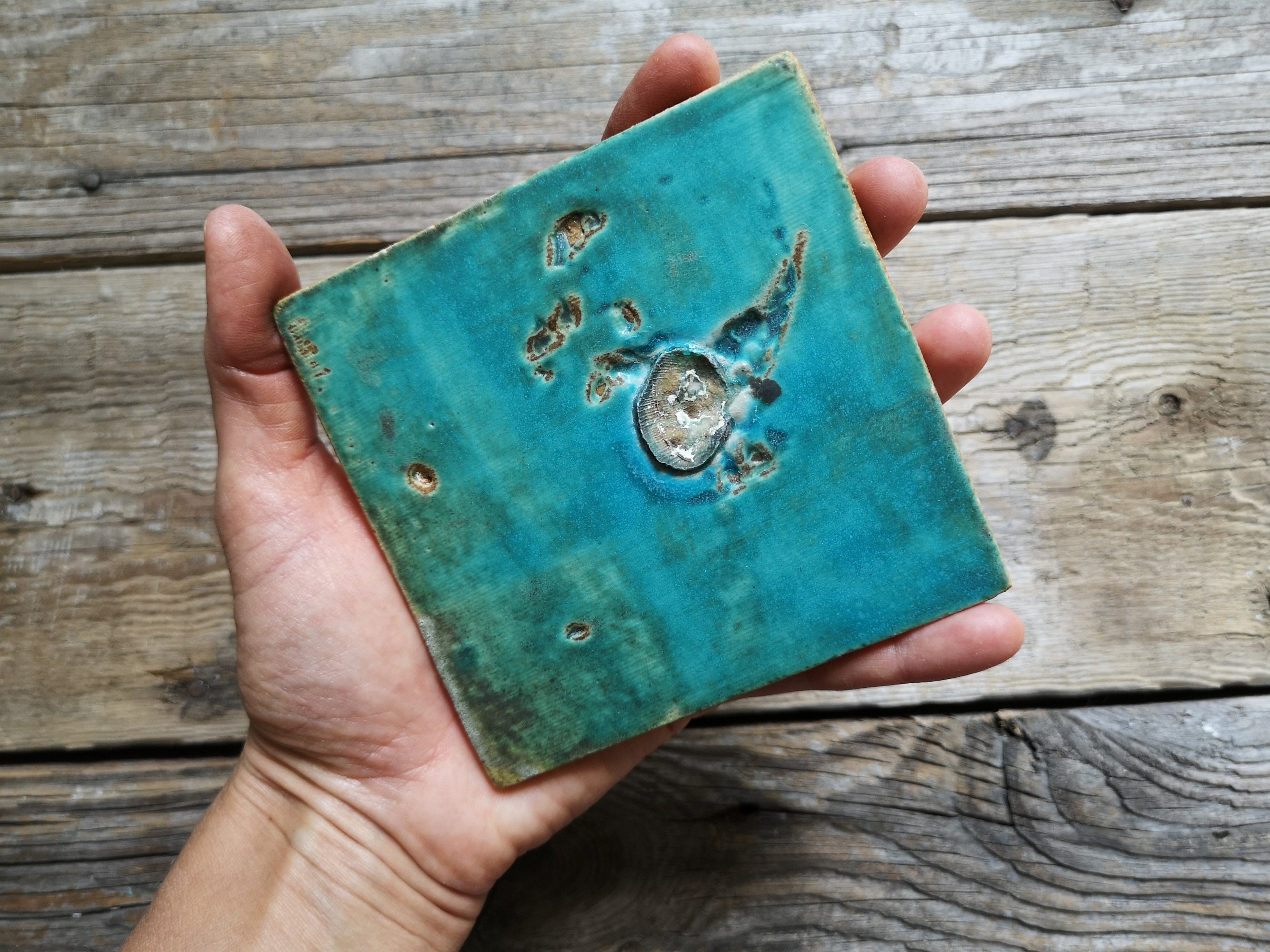 Handmade Turquoise Ceramic Tiles, Outdoor Decor for Your Garden Balcony ...