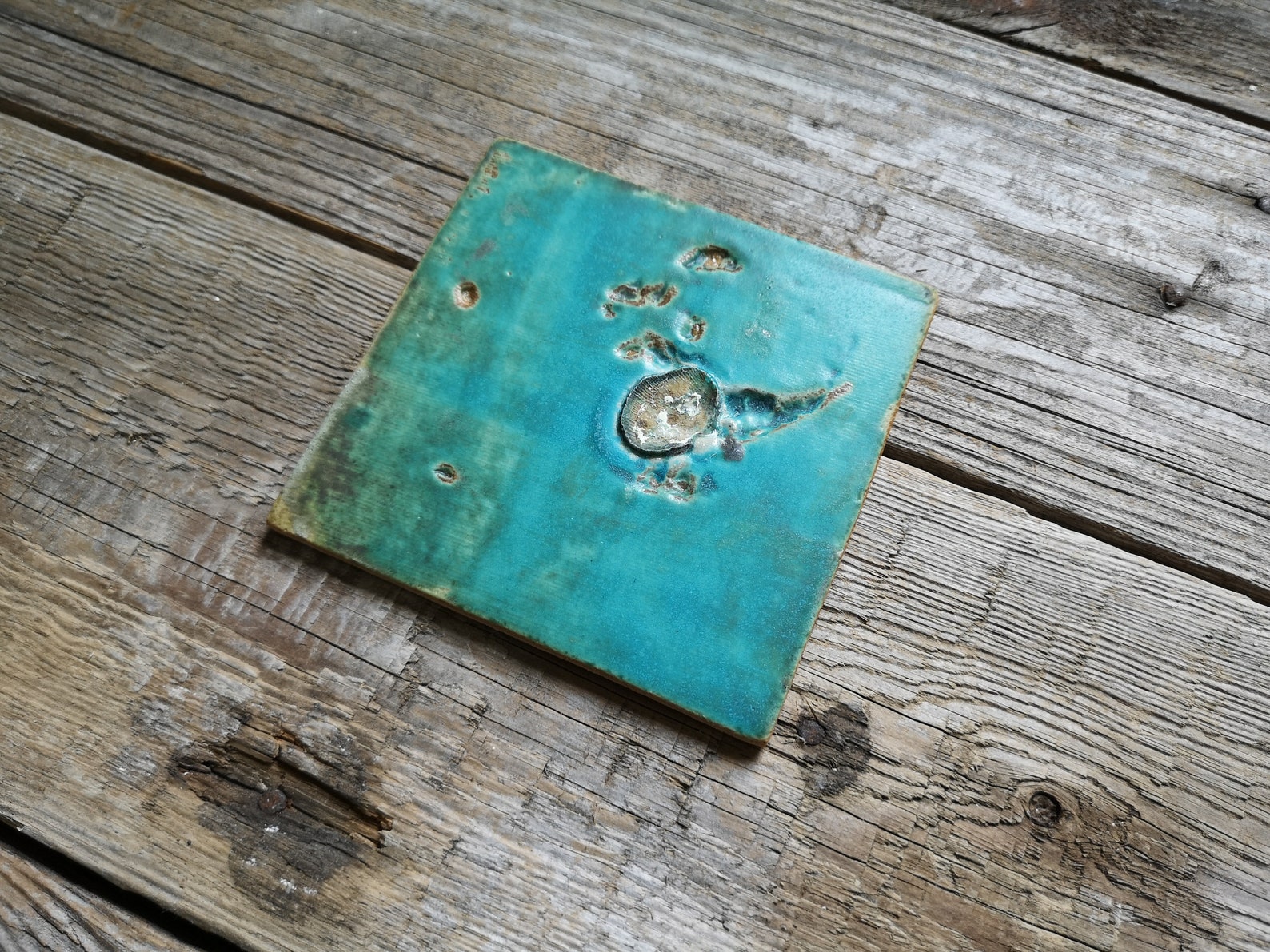 Handmade Turquoise Ceramic Tiles, Outdoor Decor for Your Garden Balcony ...