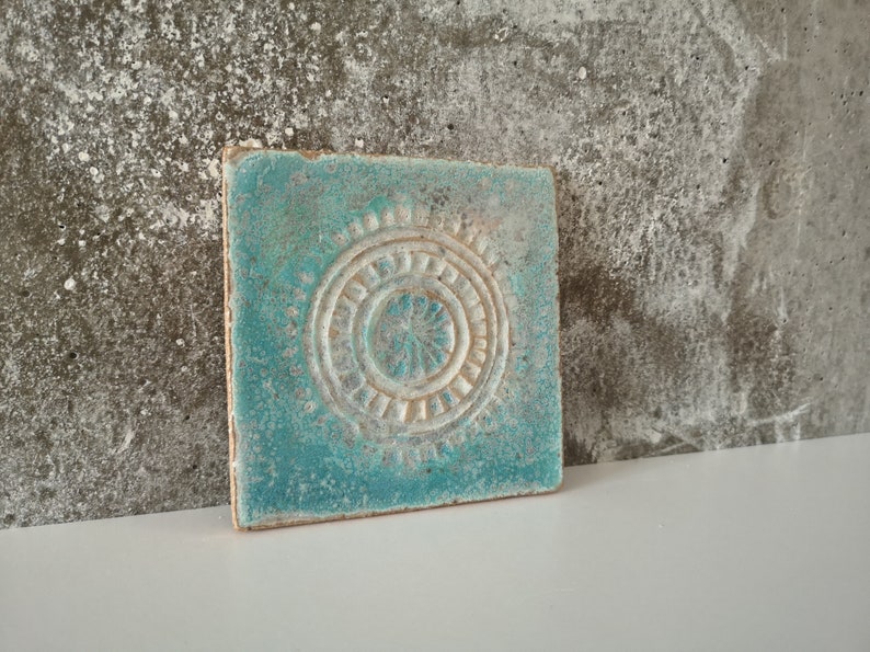 Handmade Fireplace Tile, Ceramic Turquoise Decorative Tile, Unique Tile ...