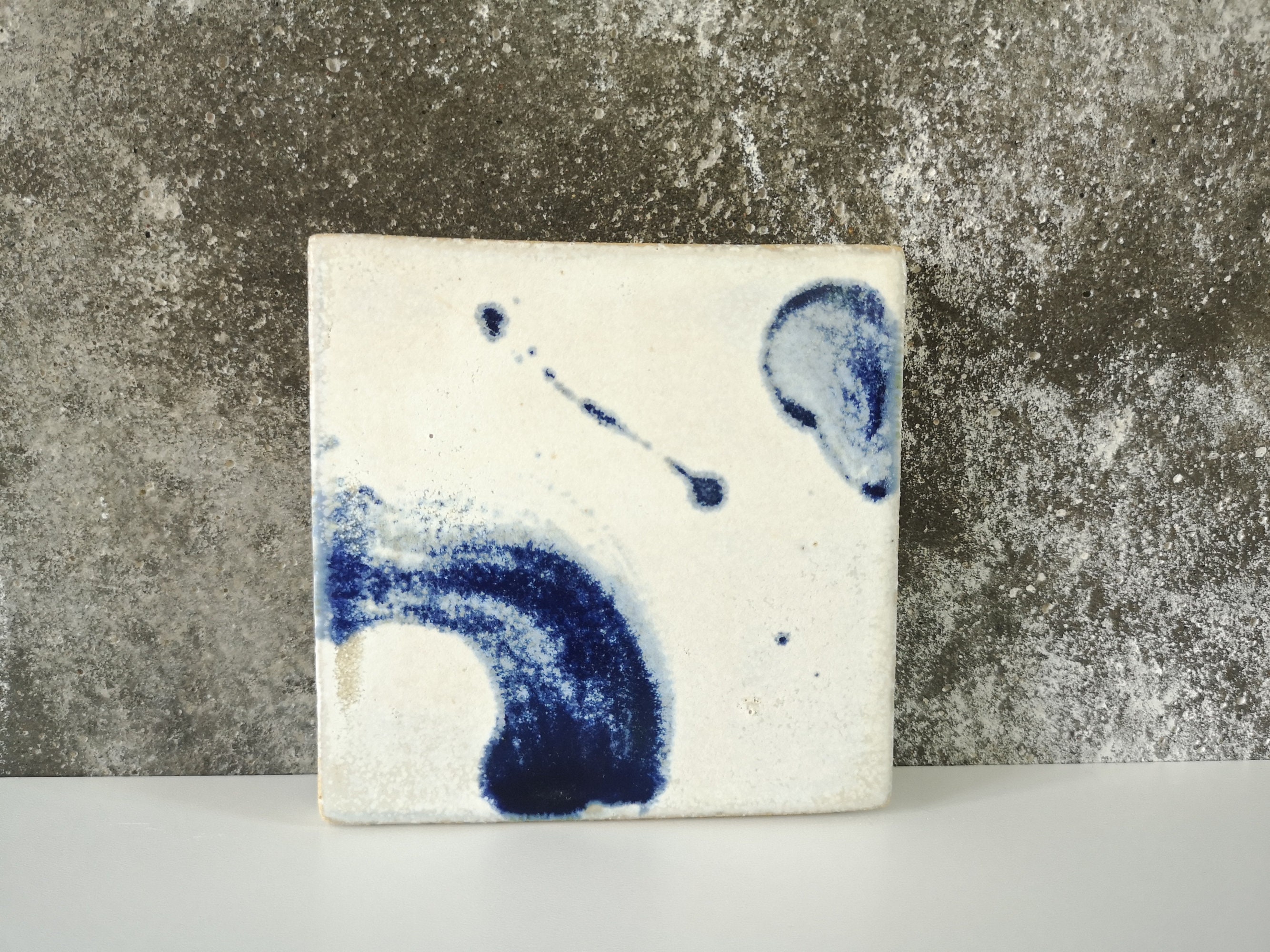 Japanese Style Wall Decor Tiles, Handmade White Floor Tiles, Set of 4 ...