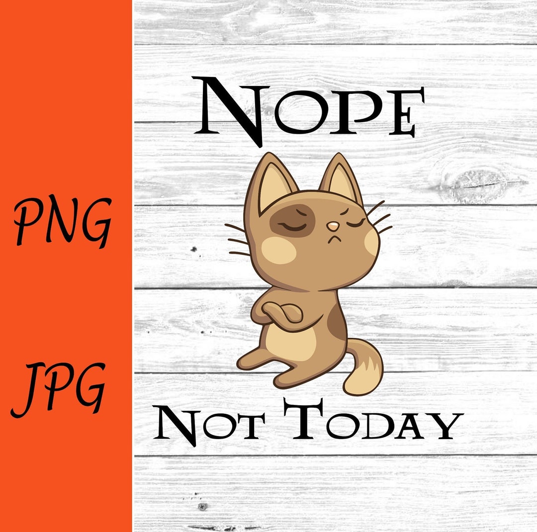 Nope Not Today Png Moody Cat PNG Cut File Png Digital Clipart Cricut ...