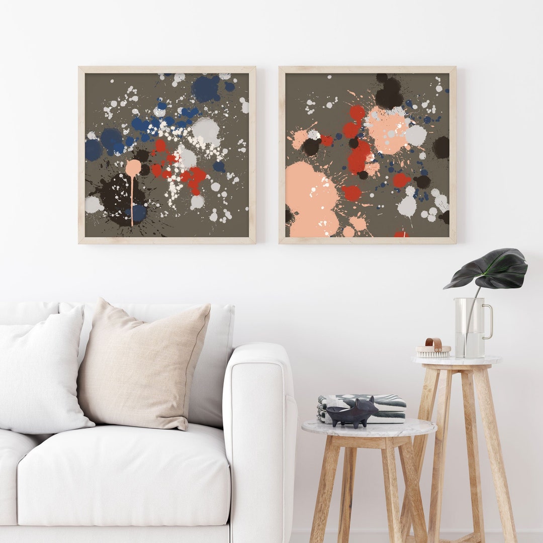 Druckbare Wandkunst Set, 2er Set abstrakt, Home Decor, herunterladbare abstrakte Wandkunst ...