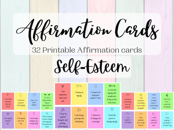Affirmation Cards Self-esteem PDF Printable Mental | Etsy
