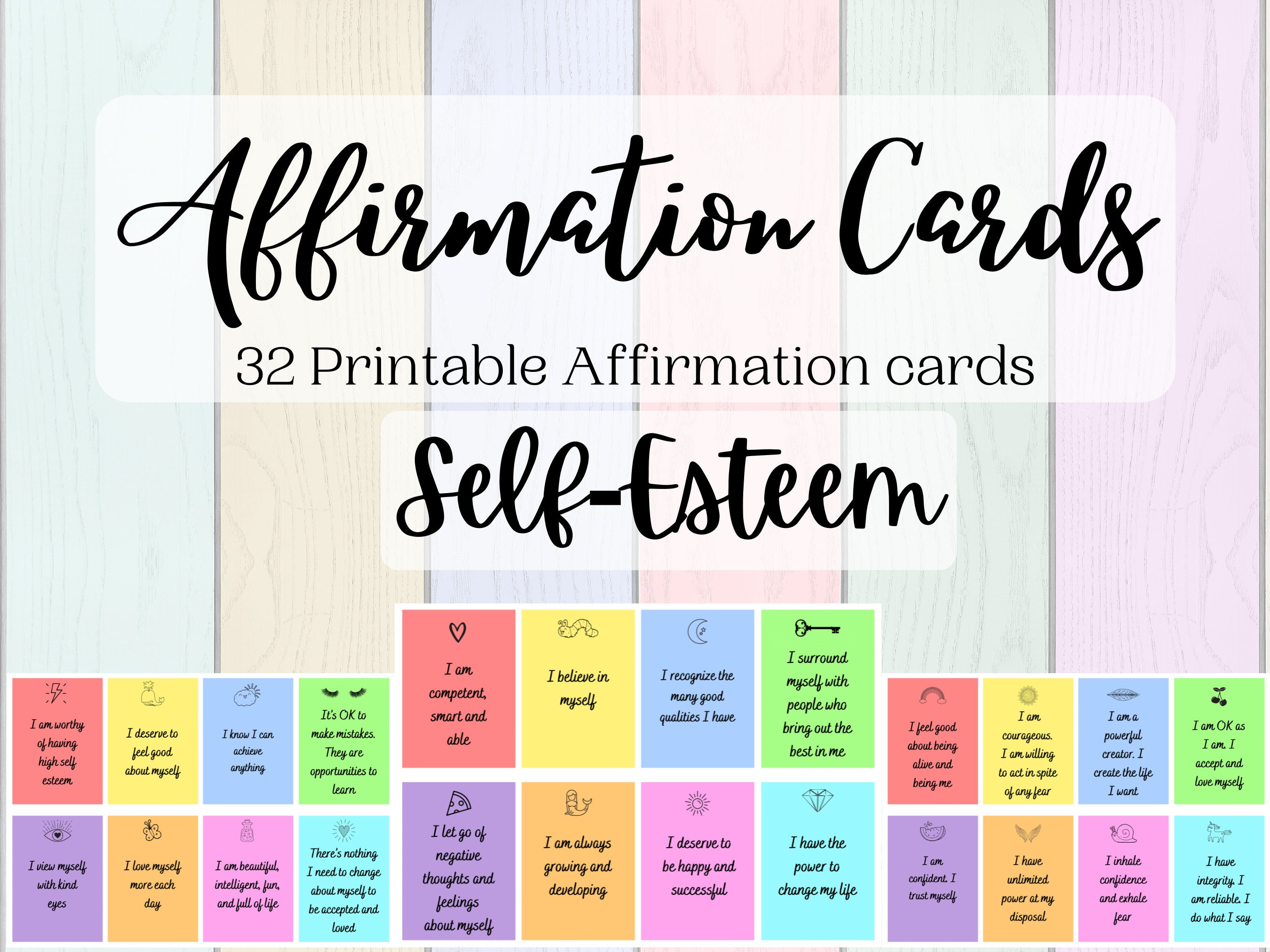 Affirmation Cards | Self-esteem | PDF Printable | Mental Health ...