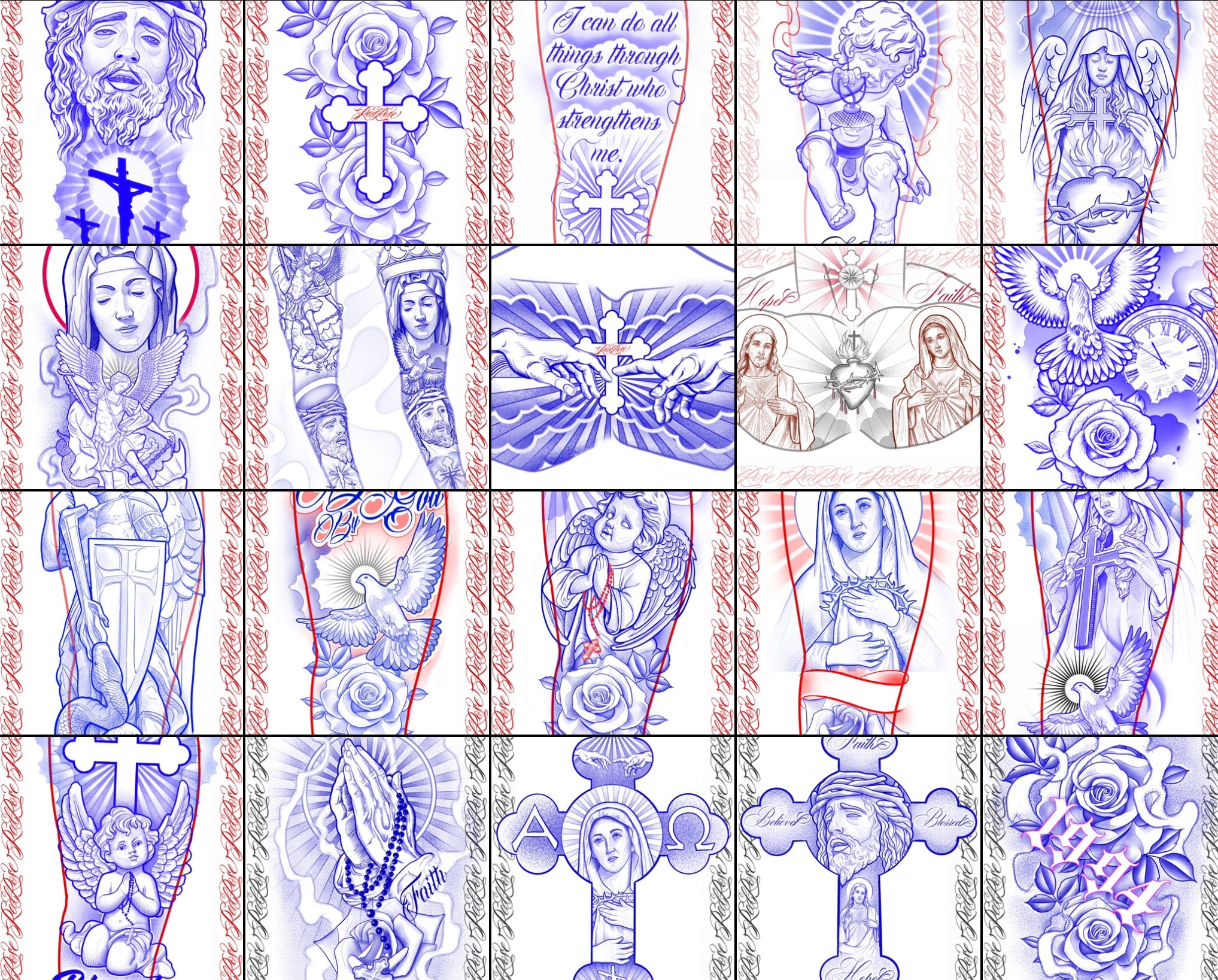 Heavenly Tattoo Sleeve Design Stamps: Procreate Tattoo Brush (digital ...