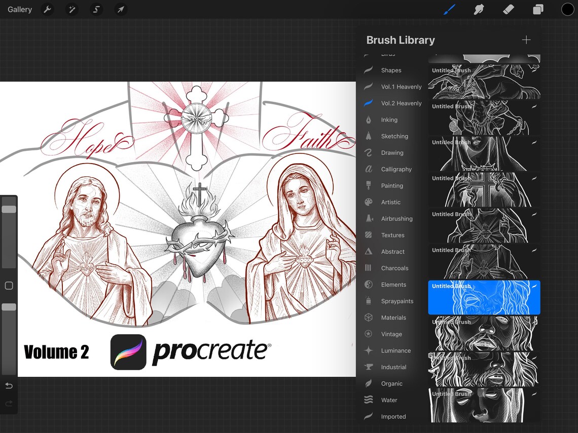 Procreate Tattoo Brushes, Heavenly Tattoo Designs, Holy Tattoo Design ...
