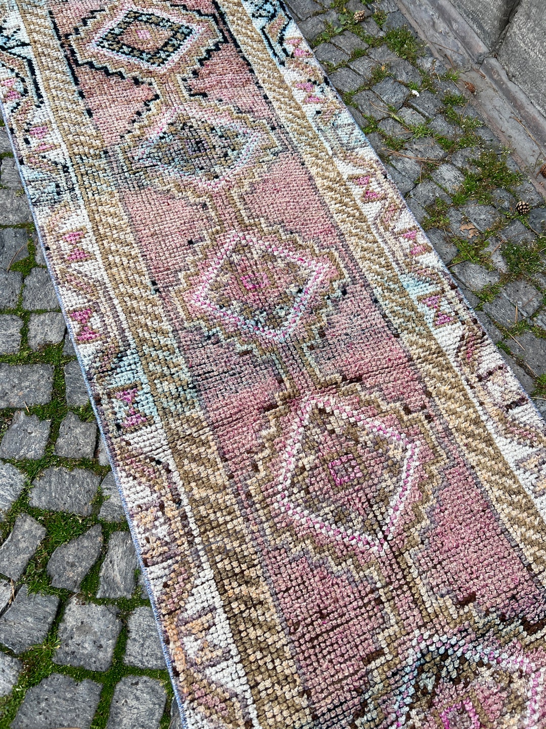 3x10 Runner, Vintage Runner, Handmade Runner, Wool Runner, Muted Runner ...