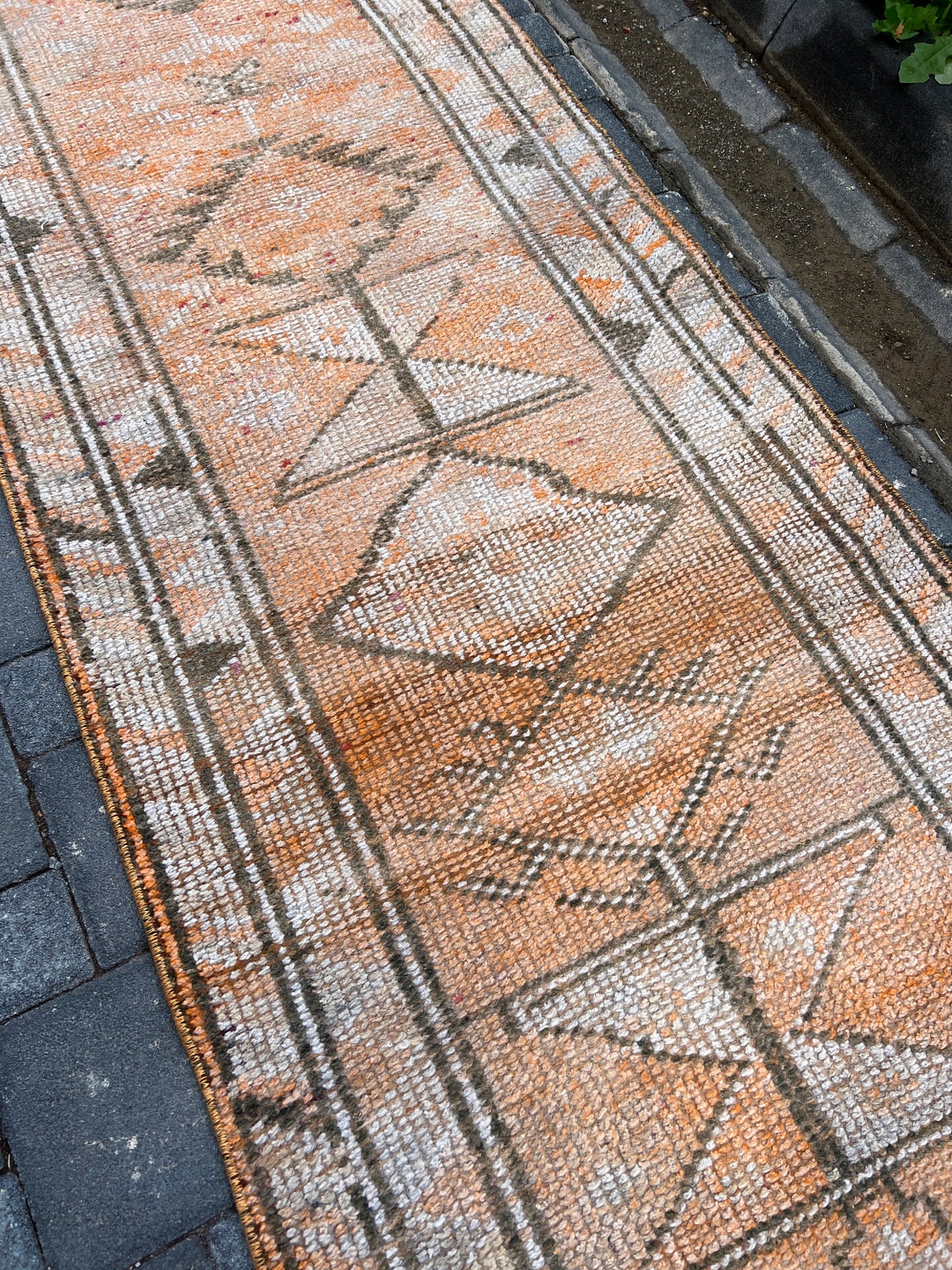 3x13 Long Runner, Vintage Long Runner, Orange Runner, Natural Runner ...