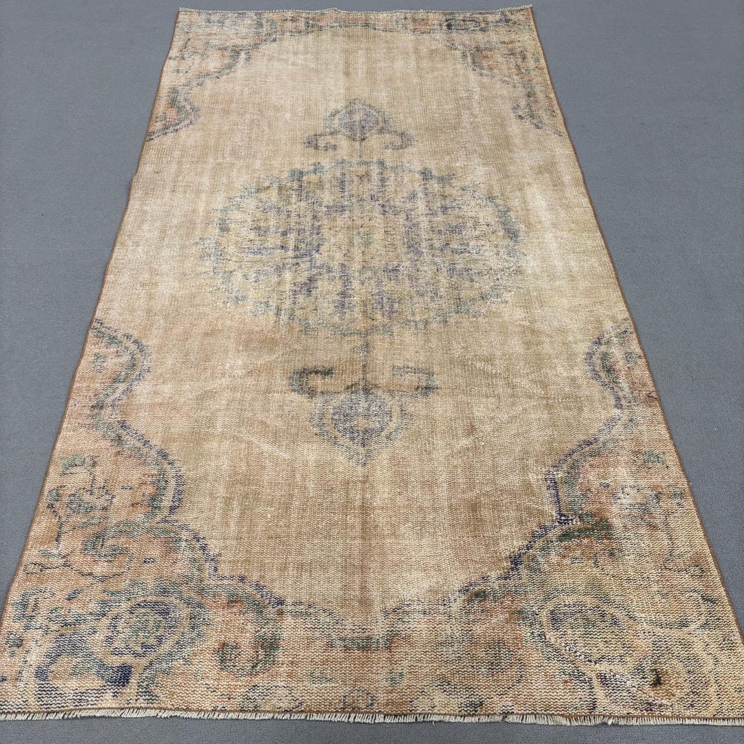 Vintage Rug, Turkish Rug, 4x9 Area Rug, Muted Oushak Rug, Rugs for ...