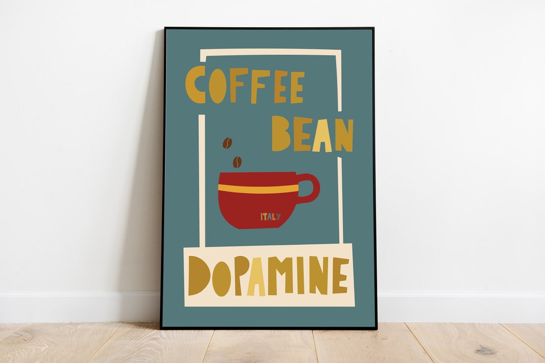 Coffee Bean Dopamine Decor, Cool Wall Art, Gift for Coffee, Positive ...