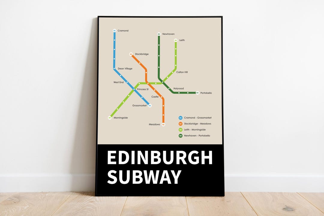 Edinburgh Subway, Travel Map Edinburgh, Mid Century Modern Decor ...
