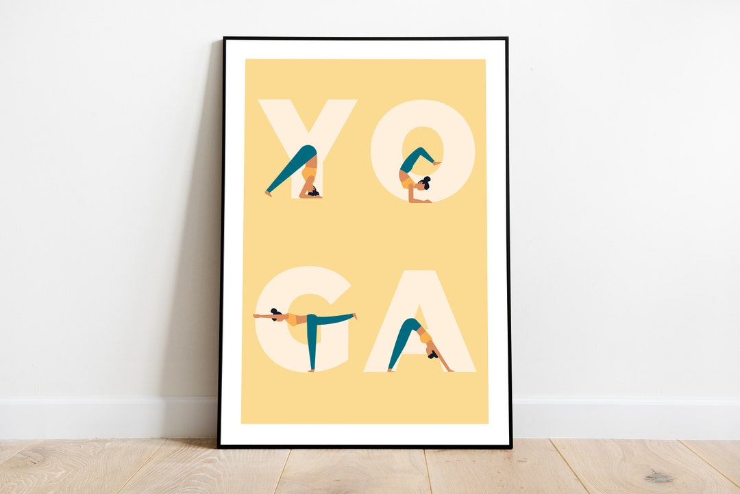 Yoga Poses | Mindfulness Meditation Poster | Mindful Illustration Wall ...