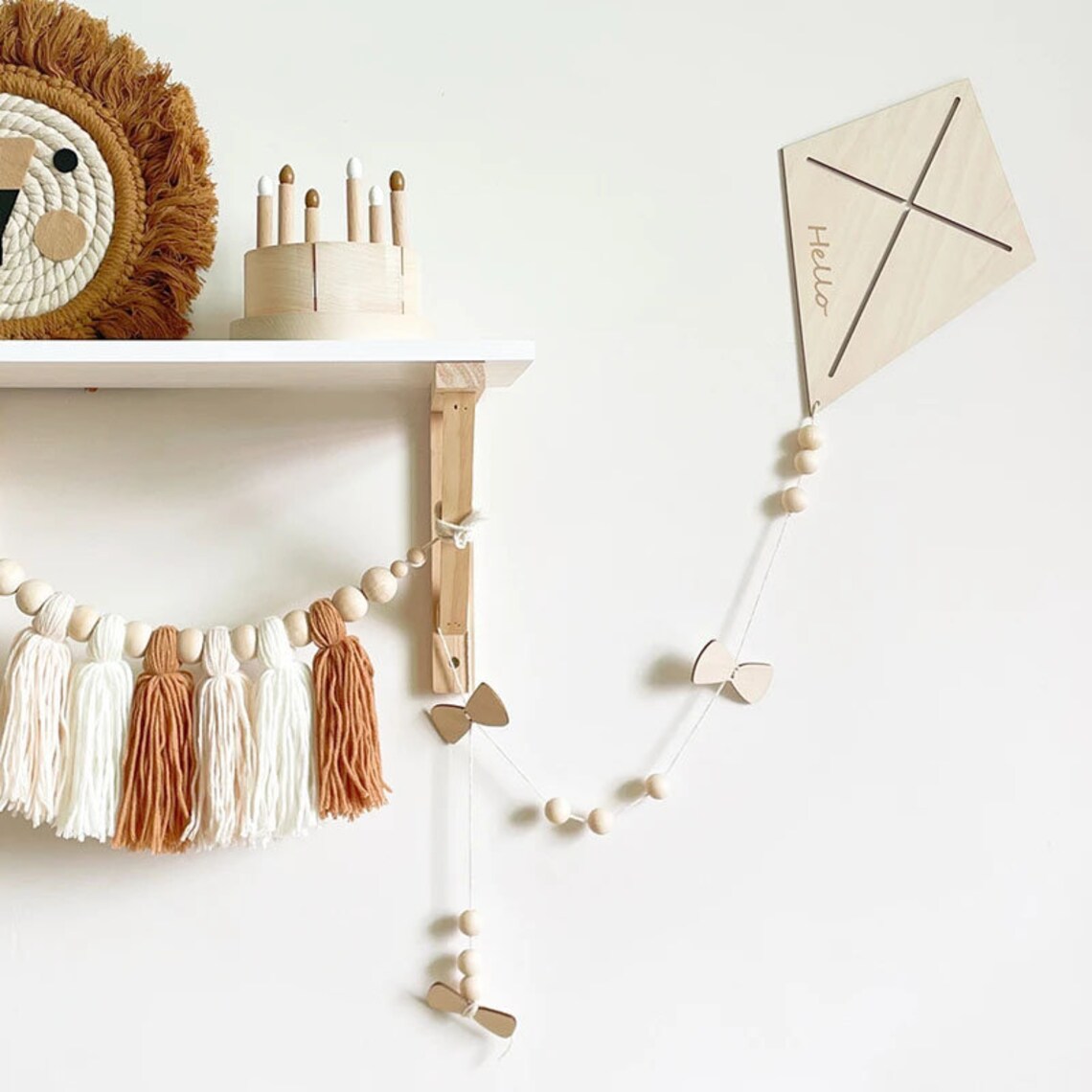 Wooden Kite Wall Ornaments for Kids Room Decorations Hanging Pendant ...