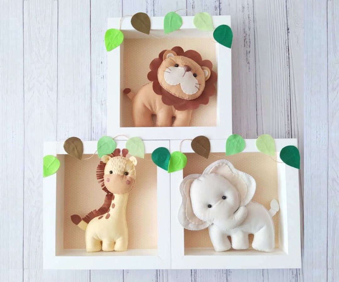Safari Trio of Decorative Frames Lion Giraffe Elephant Personalized ...