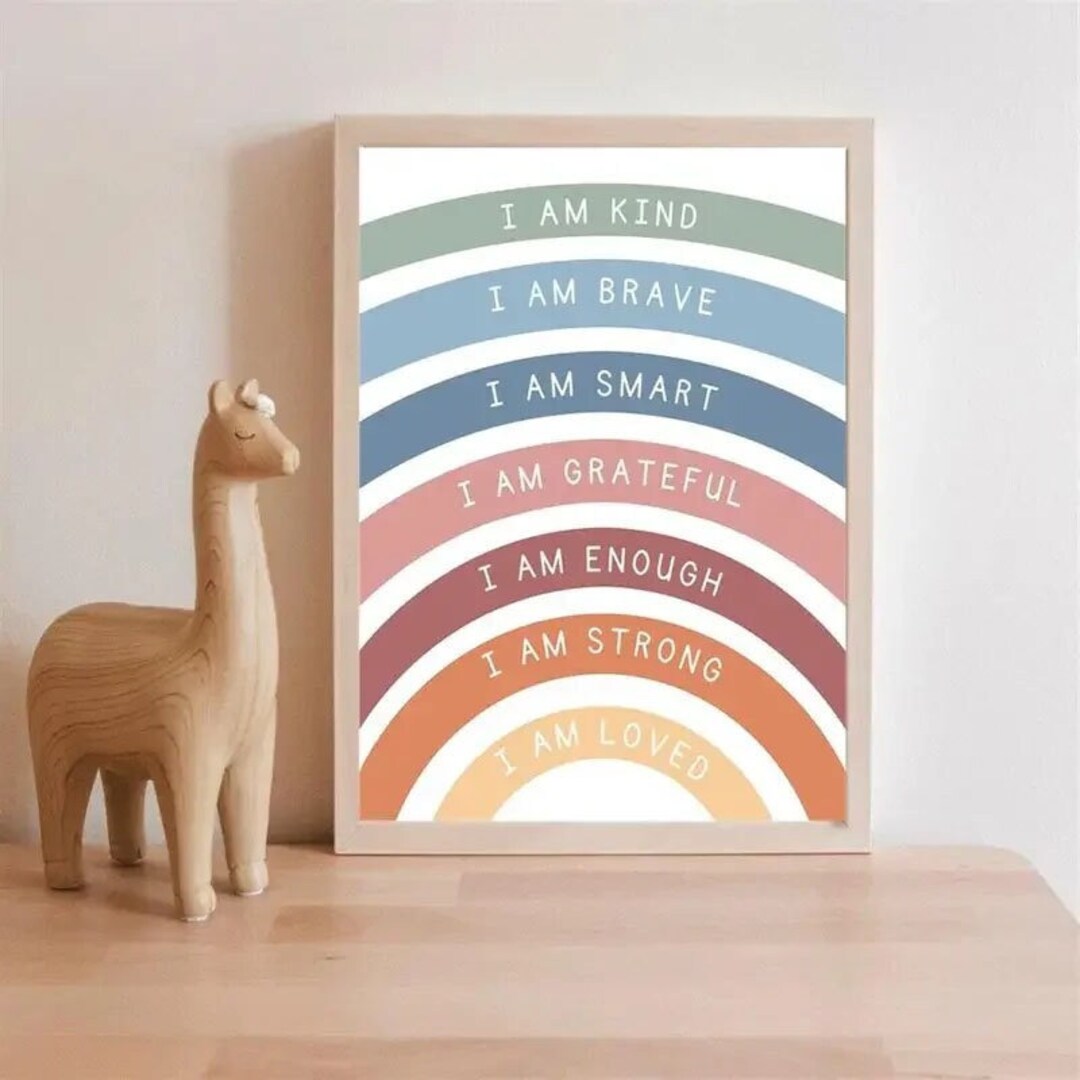 Rainbow Affirmations Motivational Canvas Poster Printed Painting ...