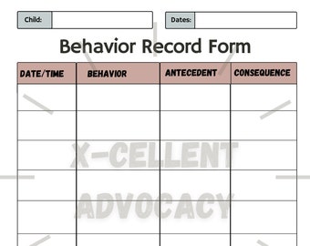 Hourly Behavior Frequency Sheet, Behavior Frequency, Sped, IEP ...