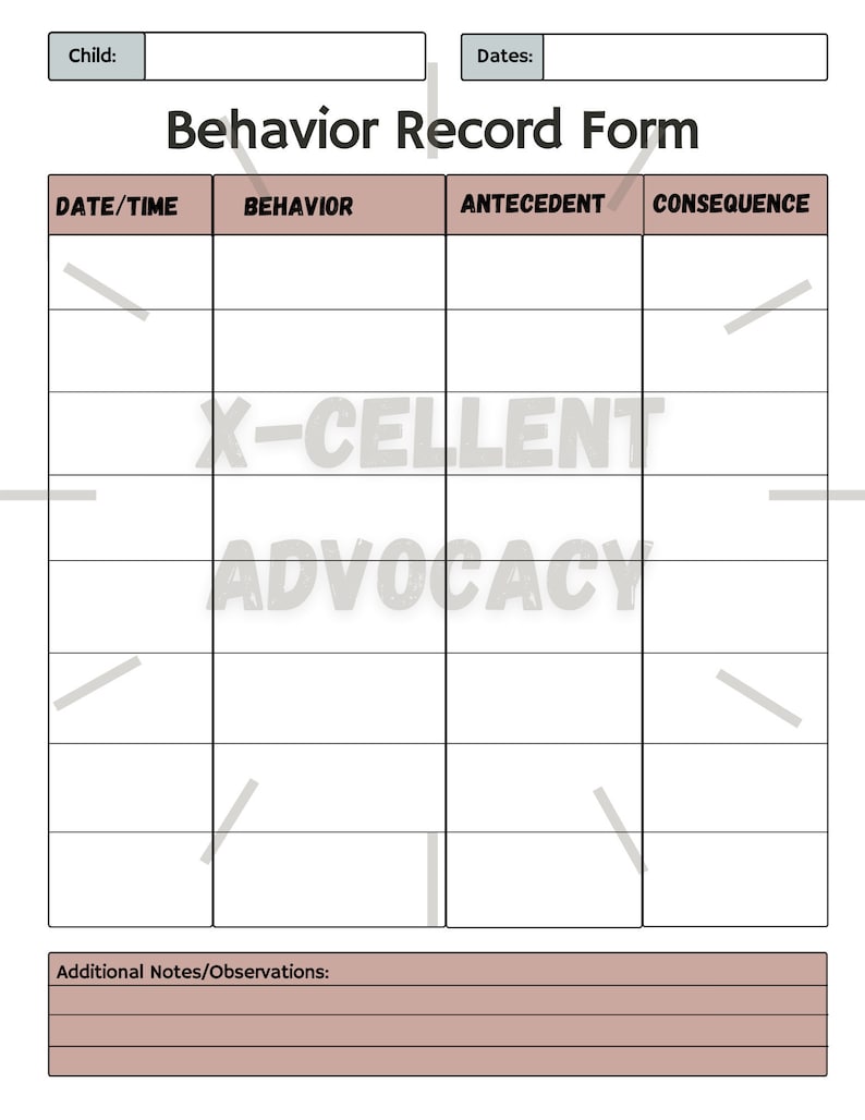 Behavior Tracking Printable - Etsy