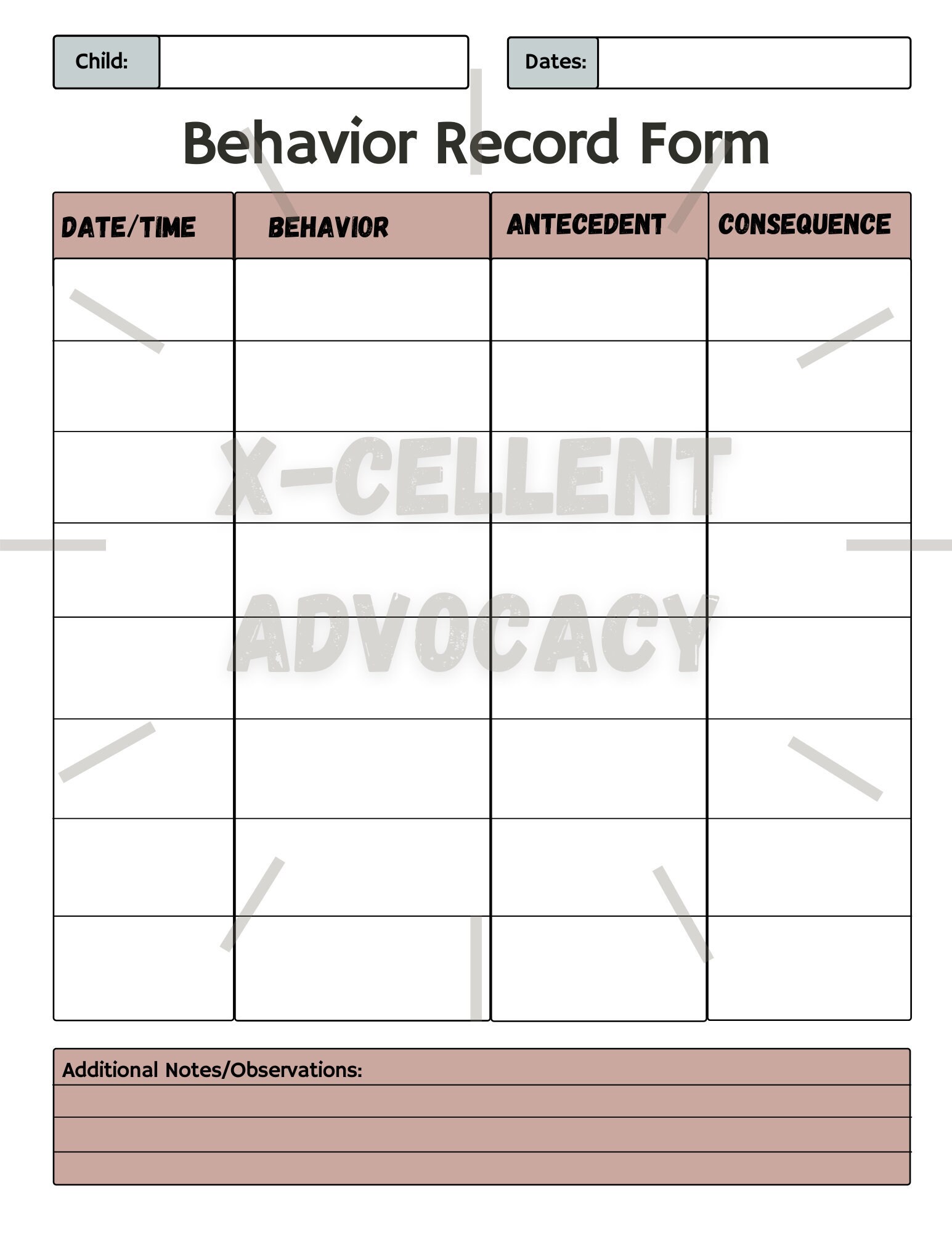 Behavior Tracking Printable - Etsy