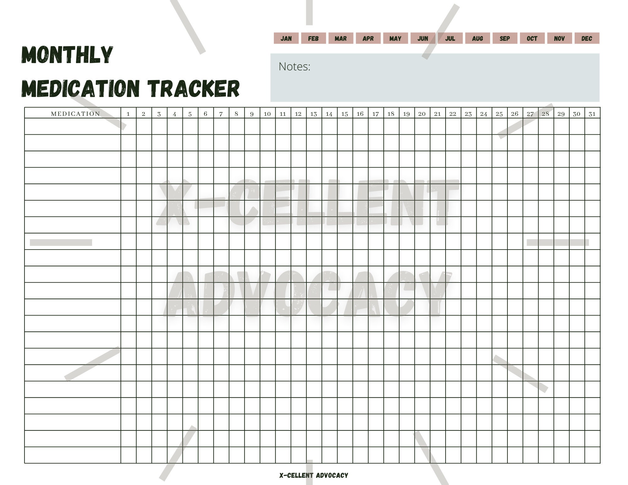 Monthly Medication Tracker - Etsy