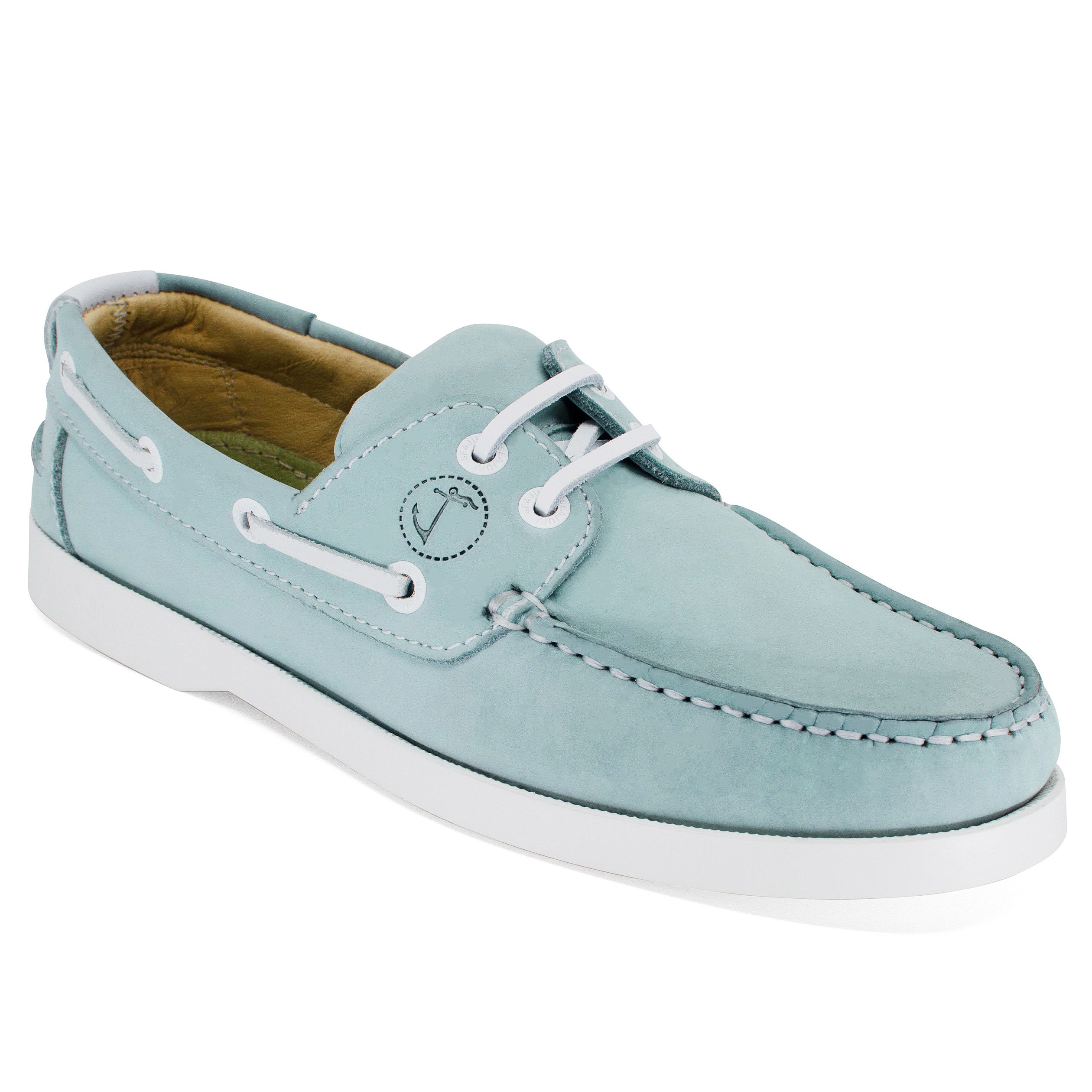 Women’s Boat Shoes Seajure Nacpan Light Blue Nubuck Leather - Etsy