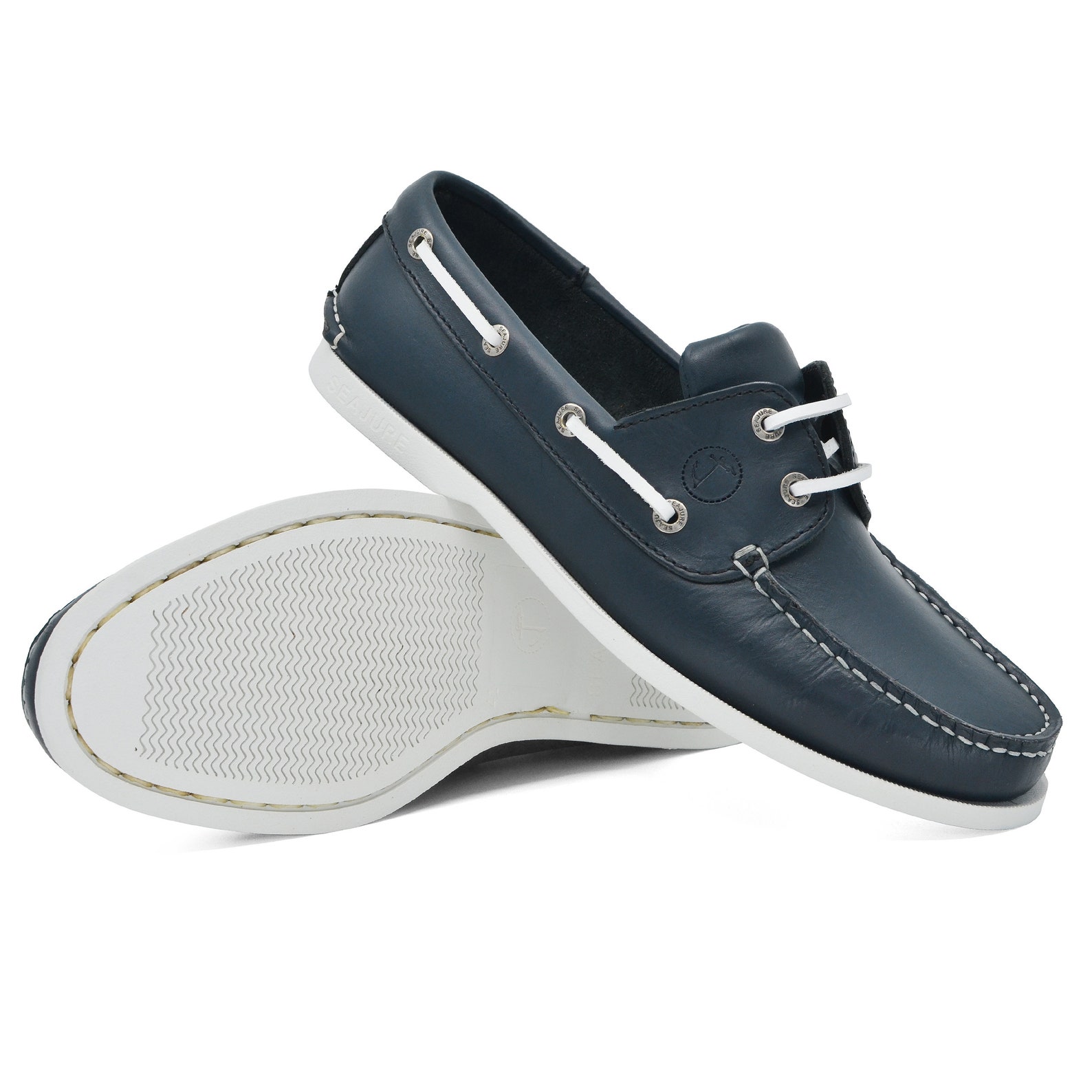 Men’s Boat Shoes Seajure Watamu Navy Blue Leather - Etsy