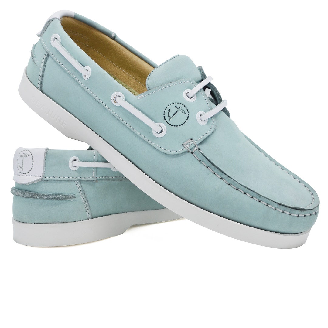 Women’s Boat Shoes Seajure Nacpan Light Blue Nubuck Leather - Etsy