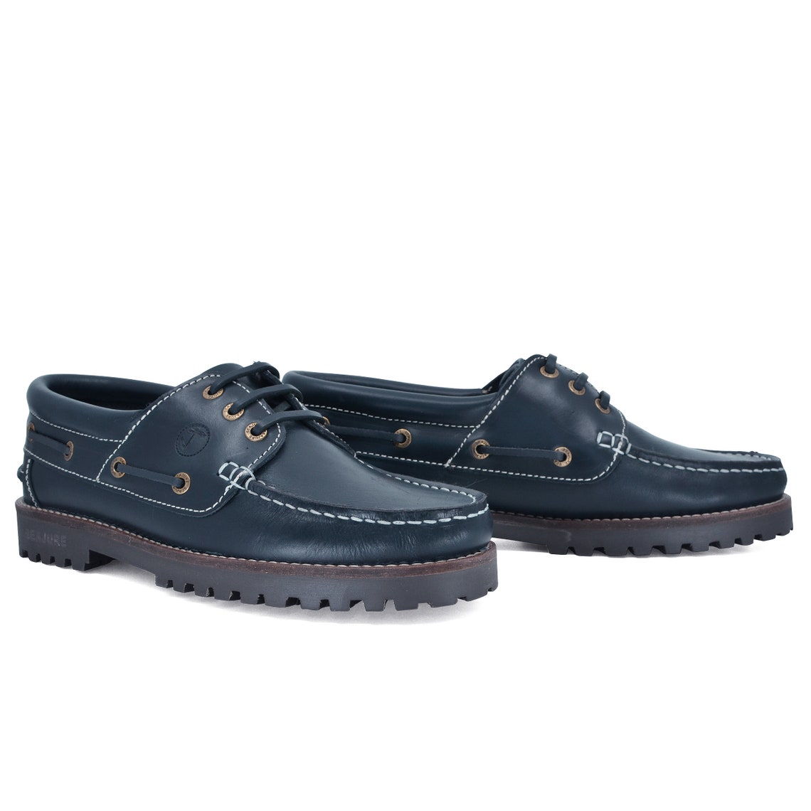 Men’s Boat Shoes Seajure Binz Blue Nubuck Leather - Etsy Canada