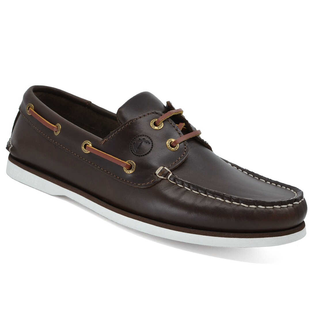 Men’s Boat Shoes Seajure Forvie Dark Brown Leather - Etsy
