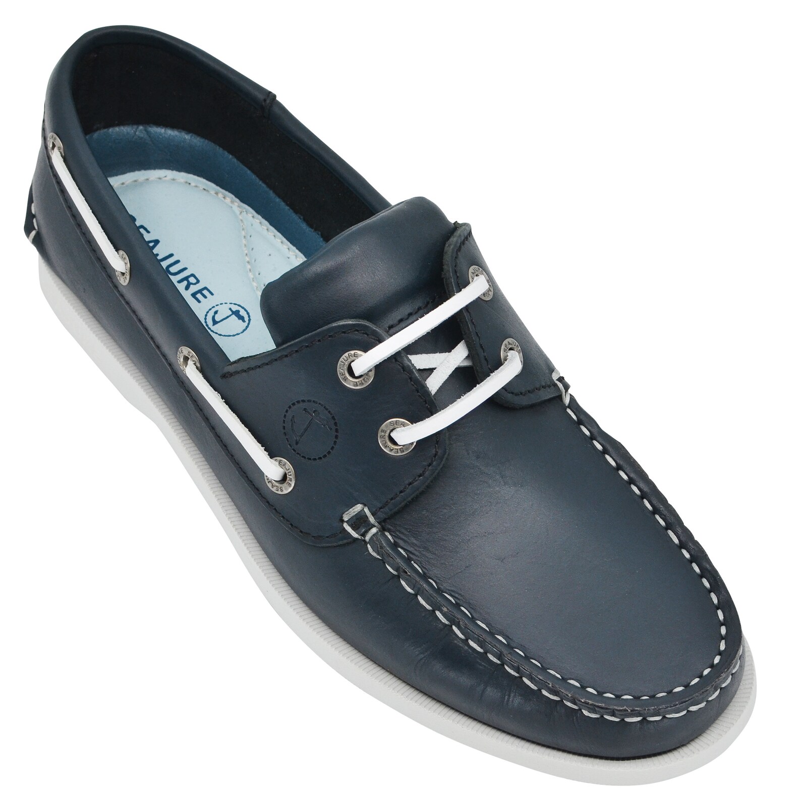 Men’s Boat Shoes Seajure Watamu Navy Blue Leather - Etsy
