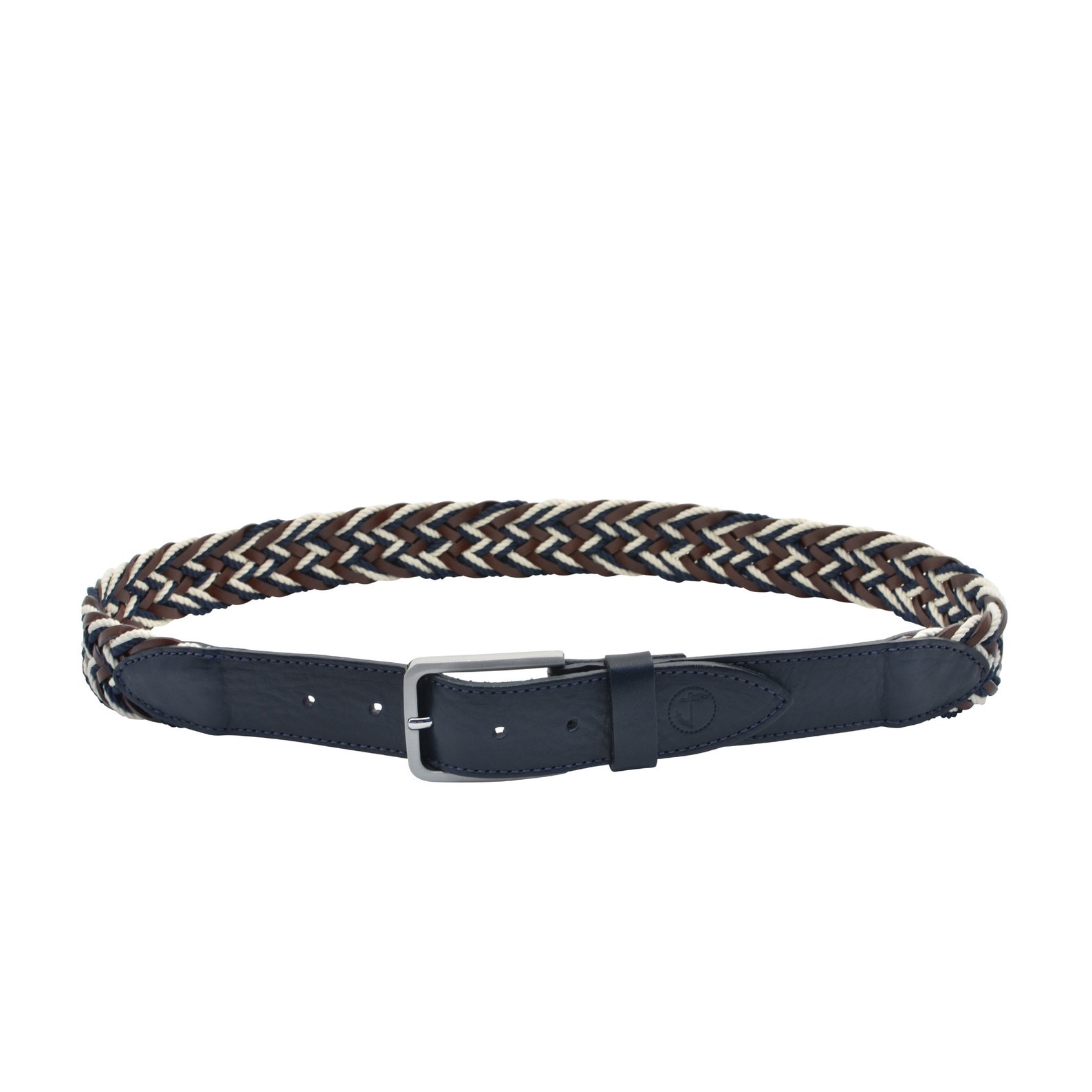 Men’s Seajure Braided Nautical Rope and Leather Belt Navy, Brown and ...