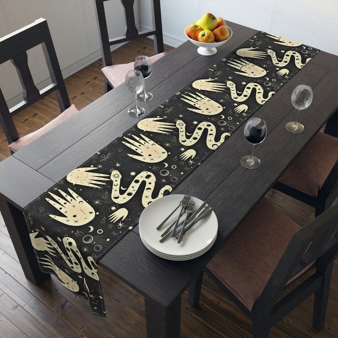 Celestial Moon Phase Table Runner, Zen Chic Table Cloth, Zodiac Sign ...