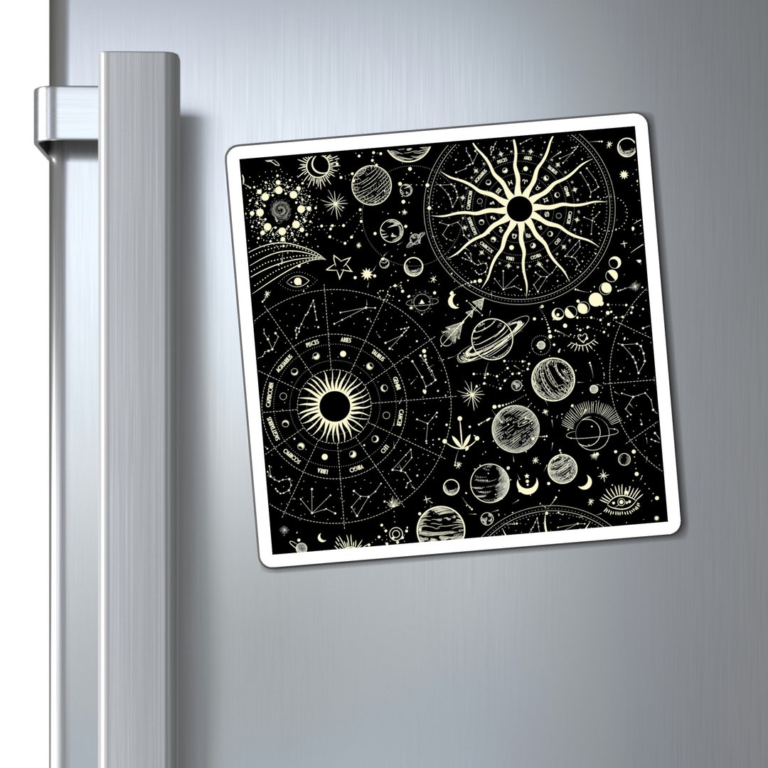 Zodiac Magnet, Celestial Moon Phase Art, Sun Sign Magnet Art, Astrology ...