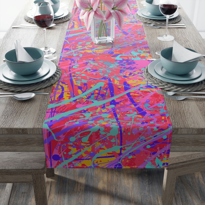 Abstract Paint Splash Designer Table Runner Retro Home - Etsy
