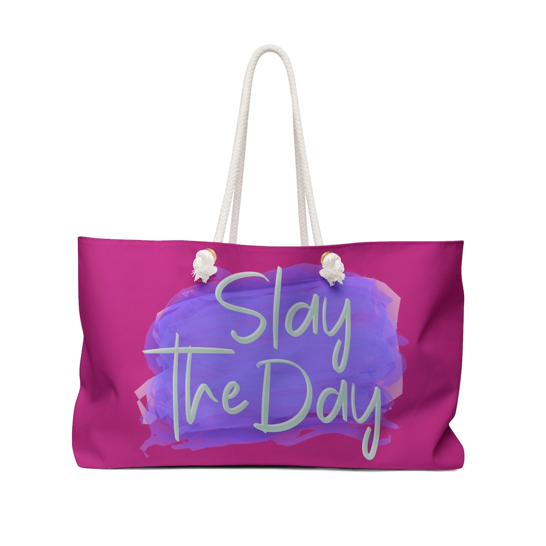 Slay the Day, Weekender Bag, Designer Beach Bag, Abstract Oversize Tote ...