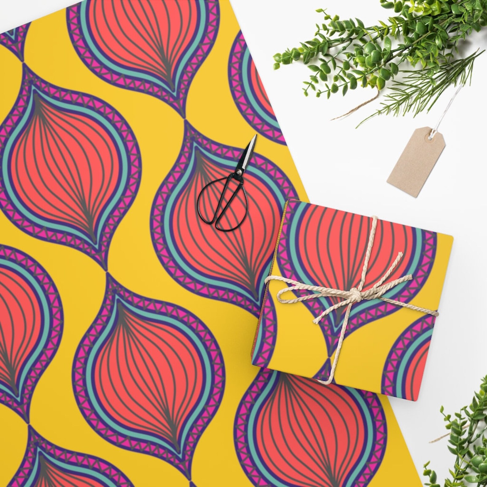 Mid Century Inspired Wrapping Paper Modern Abstract Gift - Etsy