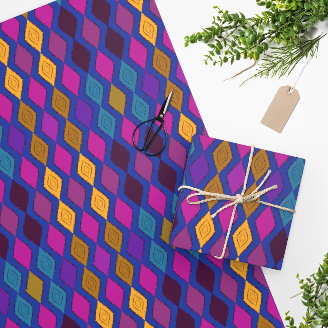 Modern Gift Wrapping Paper, Designer Wrapping Paper, Pretty Jewel Tones ...